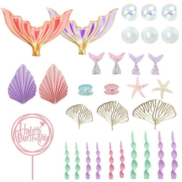 JUMRHFAN 32Pcs Mermaid Cake Topper, Under The Sea Cake Toppers Set with ...