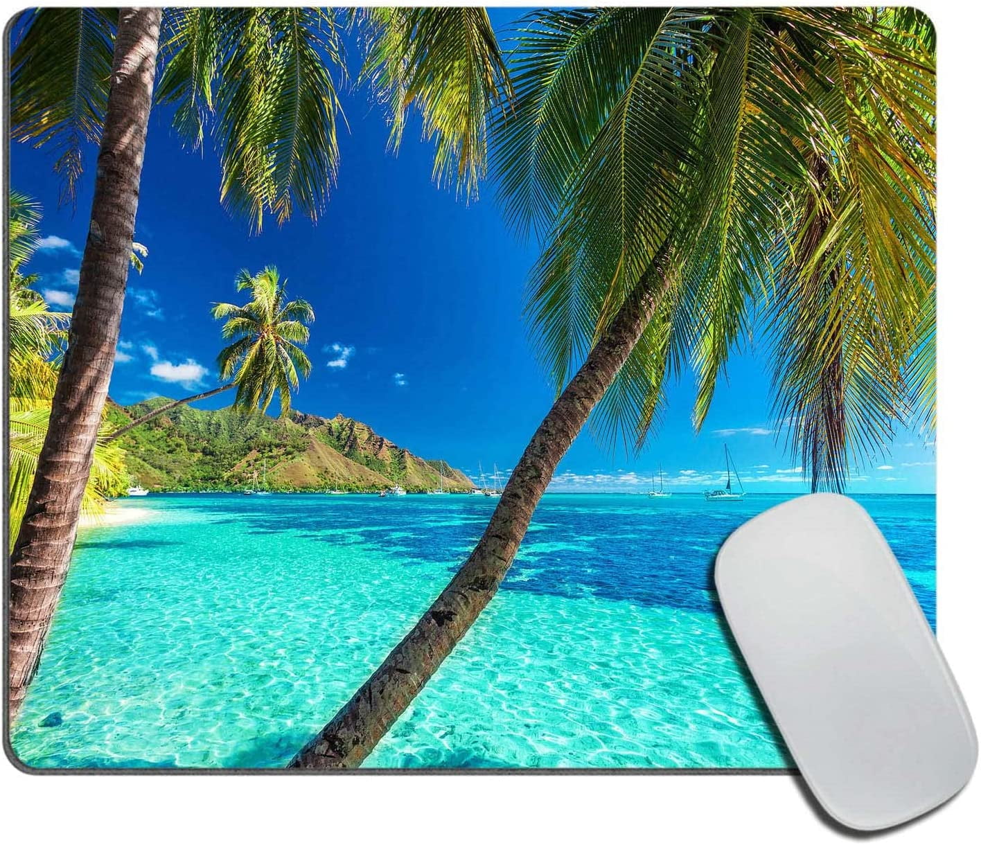 Ocean Mouse Pad, Tropical Island with The Palm Trees and Clear Sea ...