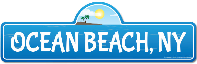 Ocean NY New York Beach Street Sign | Indoor/Outdoor | Surfer Ocean ...