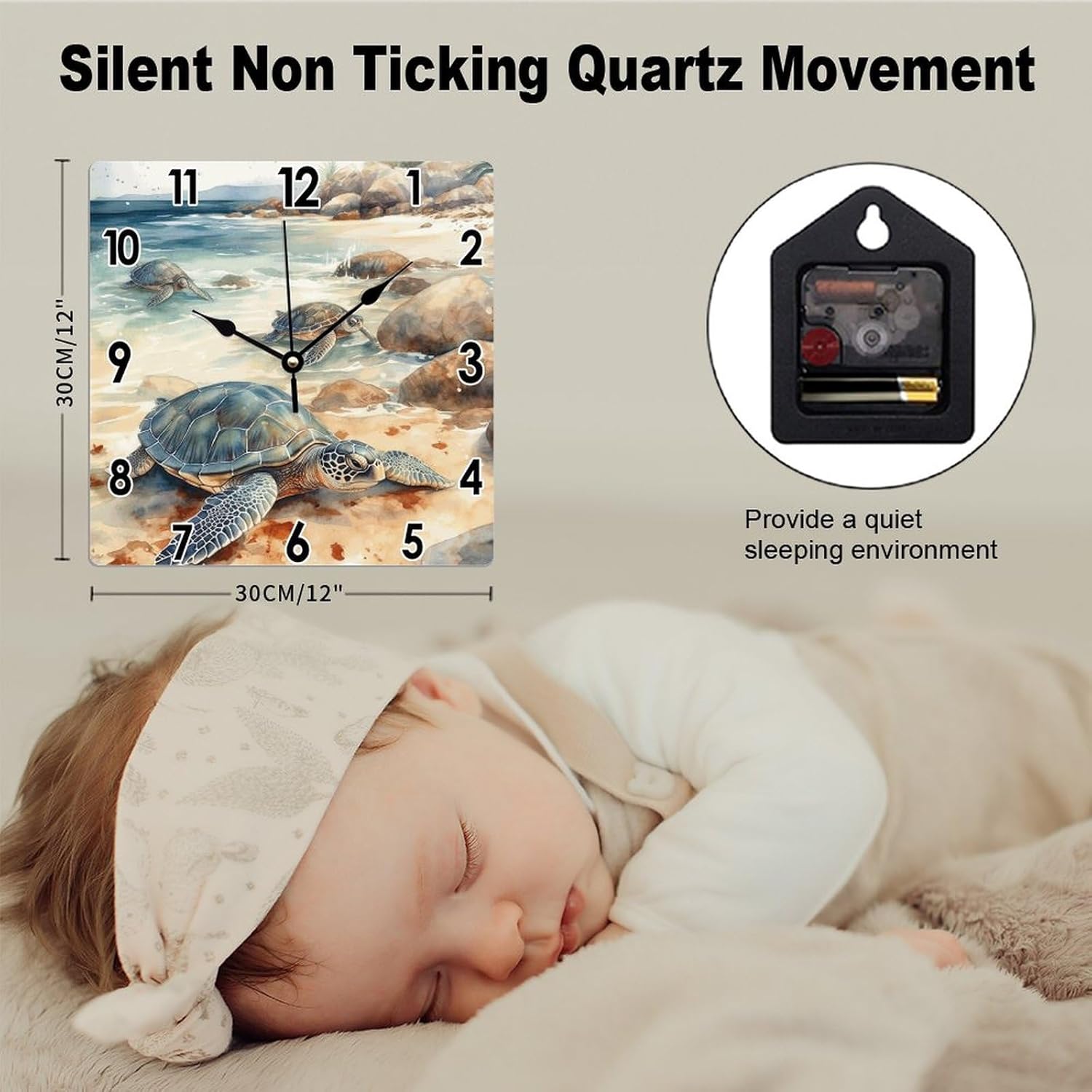 Ocean Nautical Animal Art Clock Summer Beach Sea Turtle Pvc Art Clocks ...