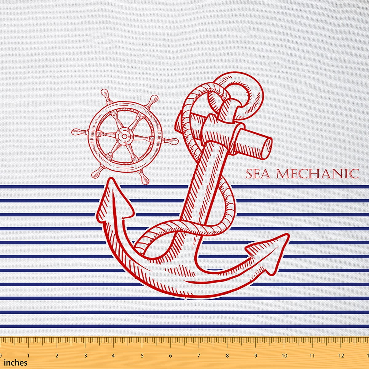 Ocean Nautical Fabric By The Yard Sea Anchor Upholstery Fabric For ...