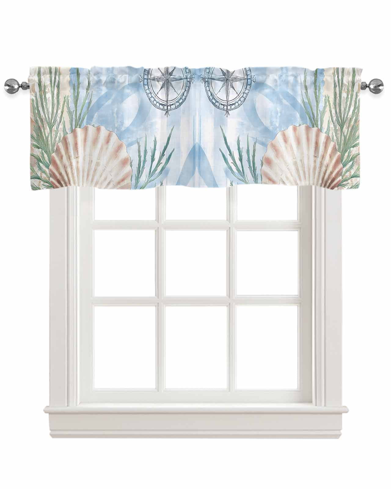 Ocean Nautical Kitchen Valances for Windows Farmhouse Linen Window ...