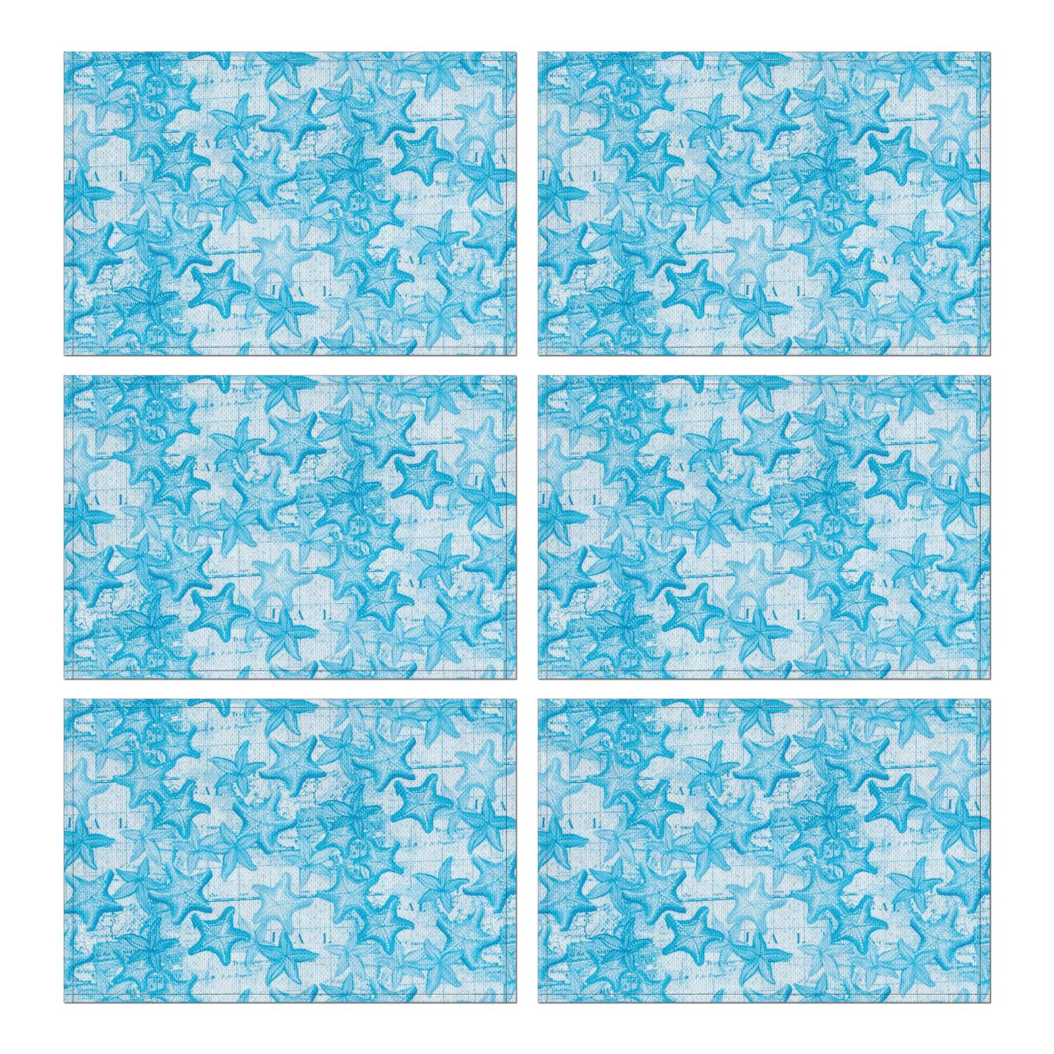 Ocean Nautical Placemats, Flax Heat Resistant Table Mats with Coral ...