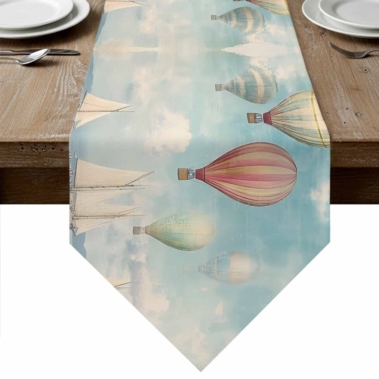 Ocean Nautical Table Runner Linen Burlap Table Runner 90 Inches Long ...