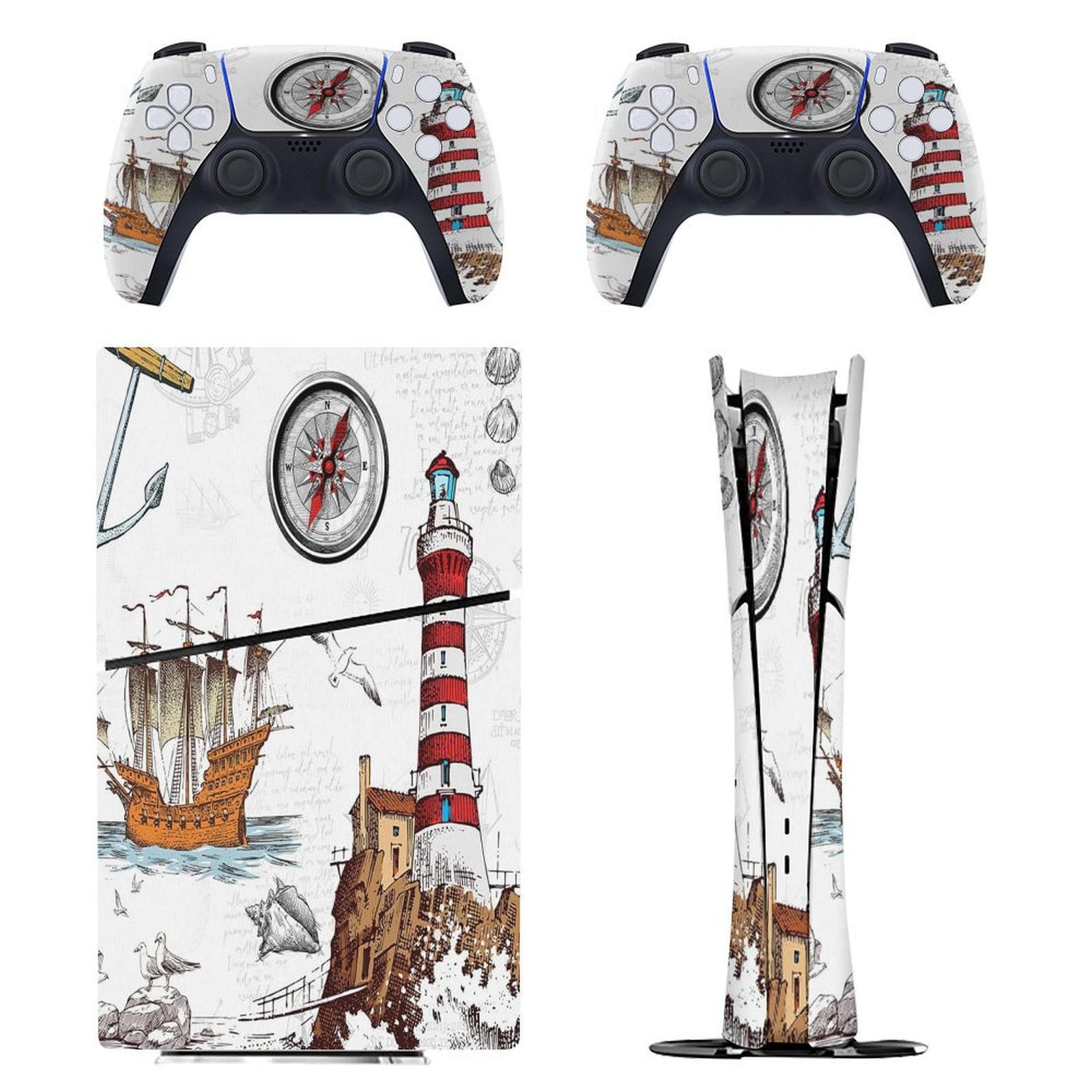 Ocean Nautical Vintage Sea Coastal Lighthouse Boat PS5/PS5 Pro/PS5 Slim ...