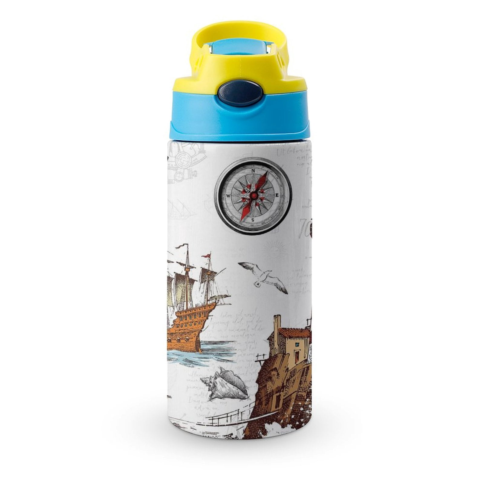 Ocean Nautical Vintage Sea Coastal Lighthouse Boat Water Bottle with ...