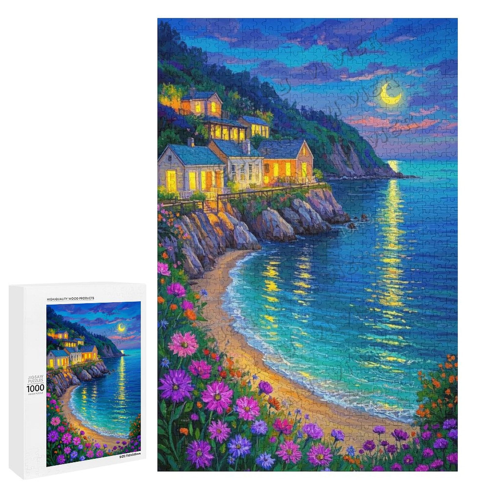 Ocean Night Jigsaw Puzzle – 1000 Piece Wooden Puzzle for Adults ...