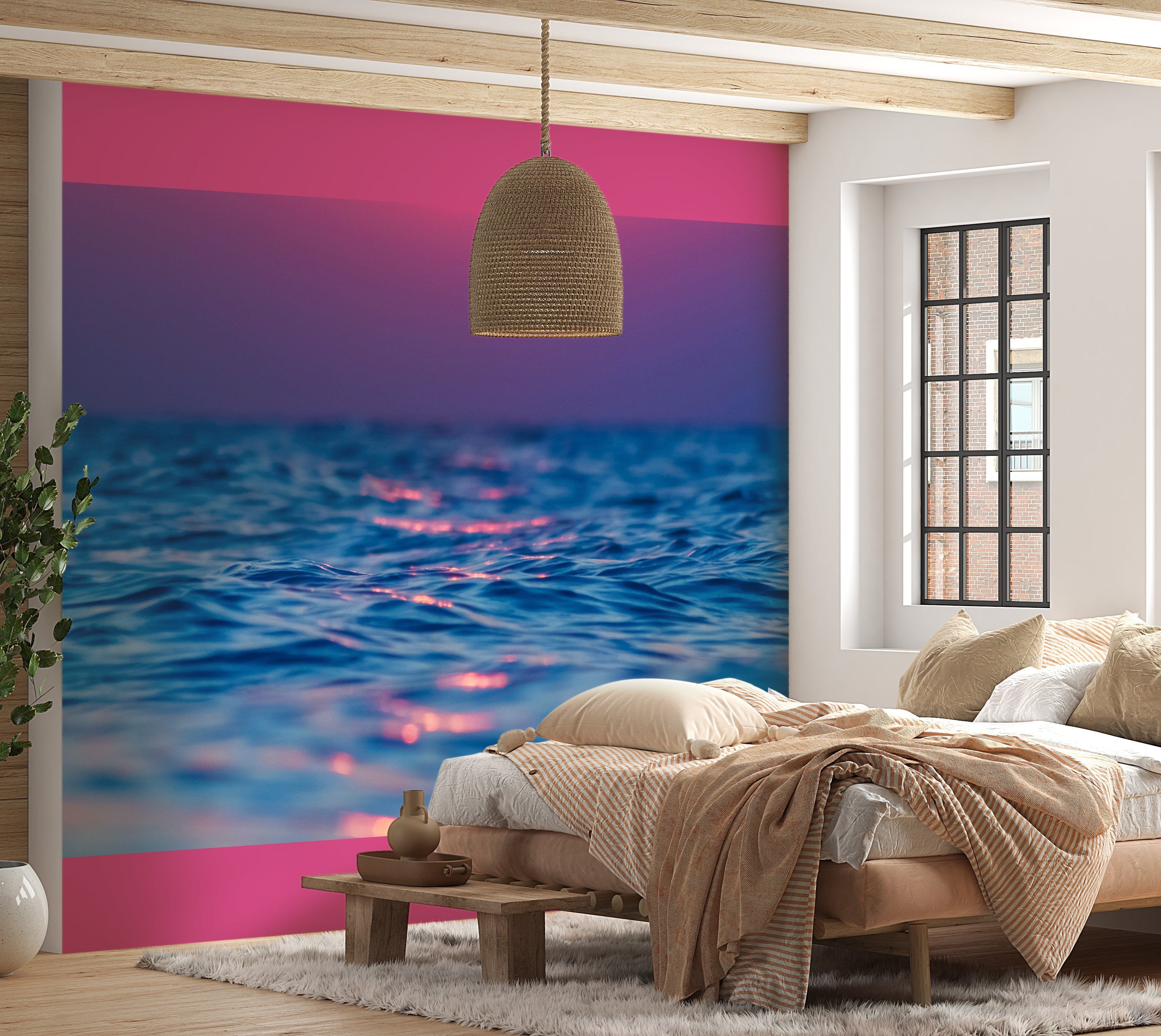 Ocean Non-pasted Wallpaper Wall Mural - Vibrant Sea in Gradients ...