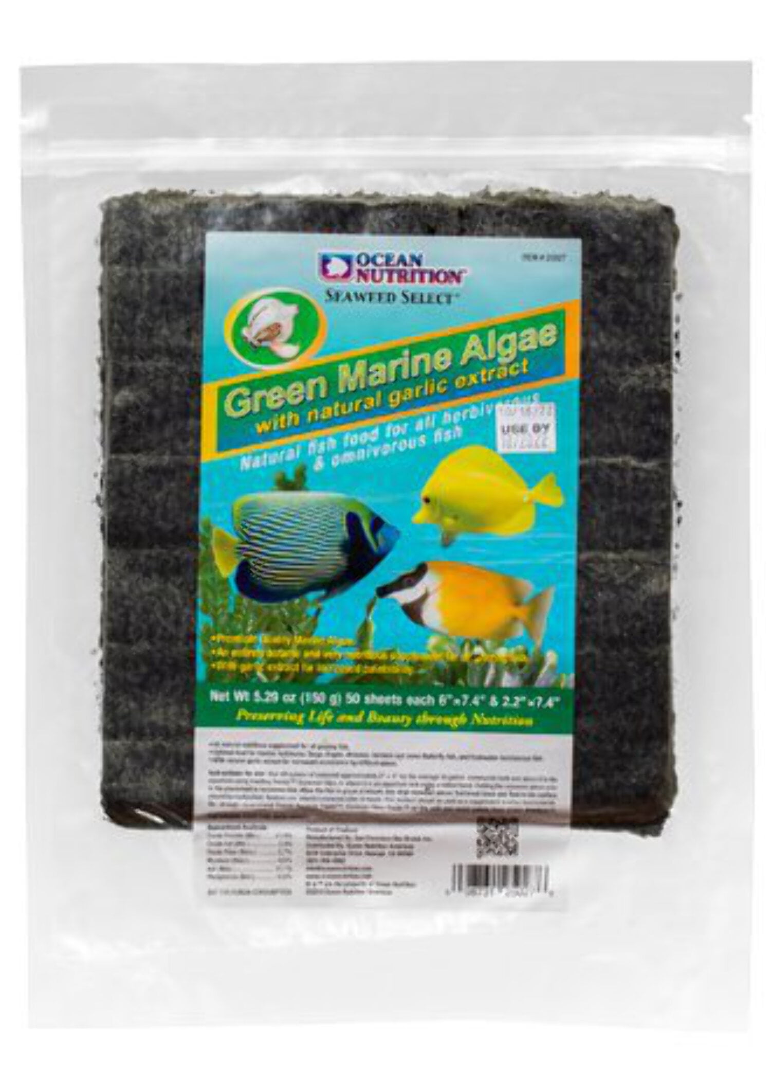 Ocean Nutrition Green Marine Seaweed Algae Fish Food 1ea/150 g, 50 ct ...