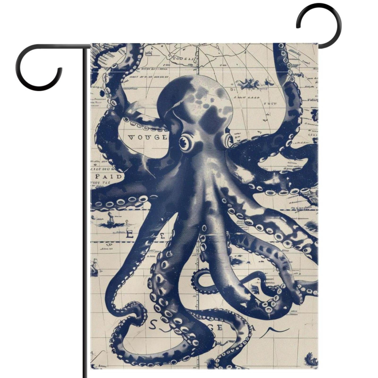 Ocean Octopus Anchor Vintage Coastal Map Welcome Garden Flags, 12 x 18 ...