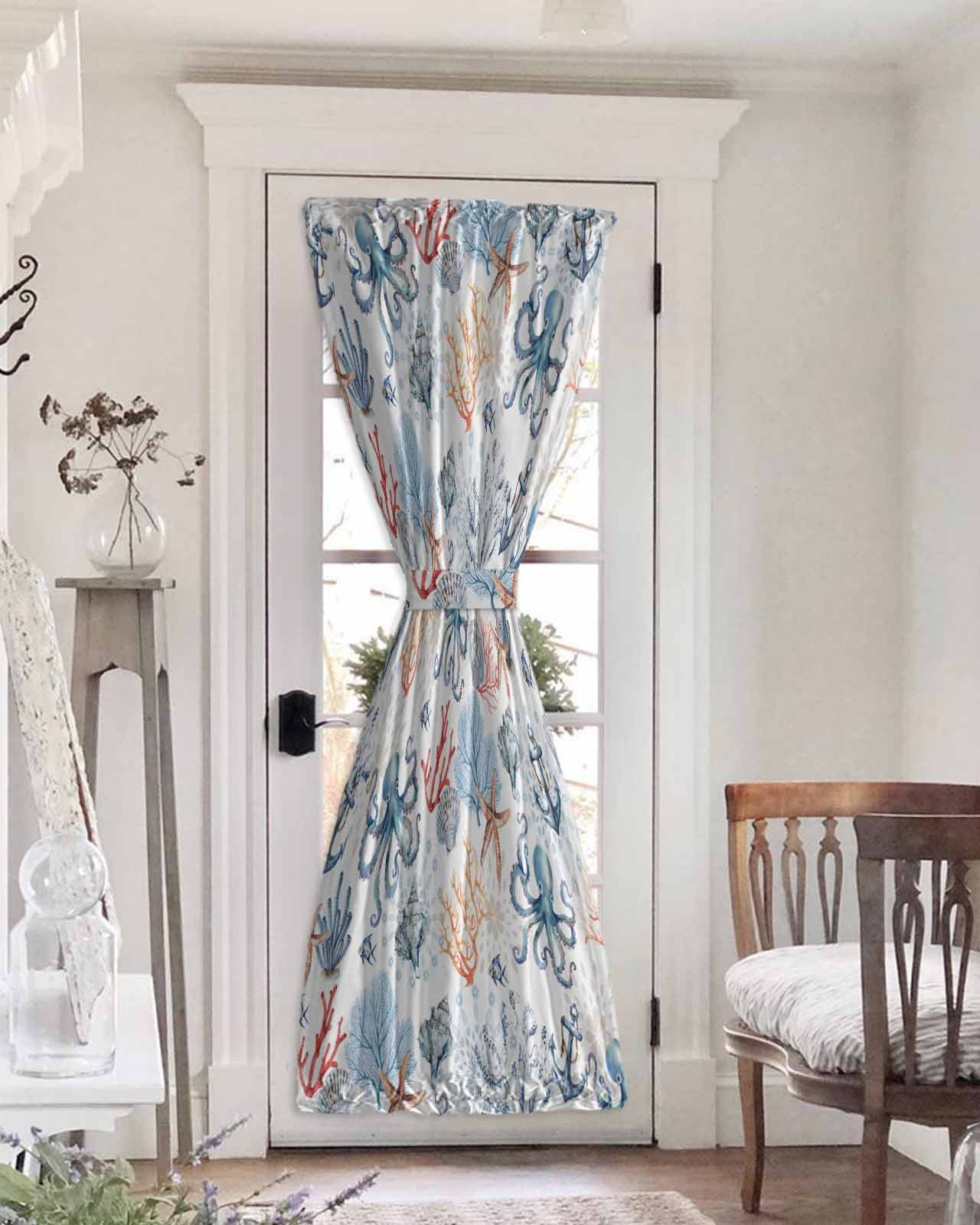 Ocean Octopus Door Curtains for Doorway Privacy, Blackout French Door ...