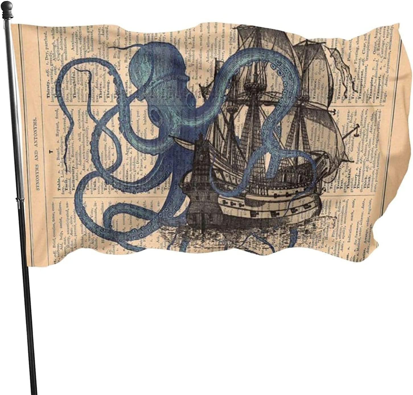 Ocean Octopus Nautical Boat Pirate Garden 3x5Ft Flag Outdoor Indoor ...