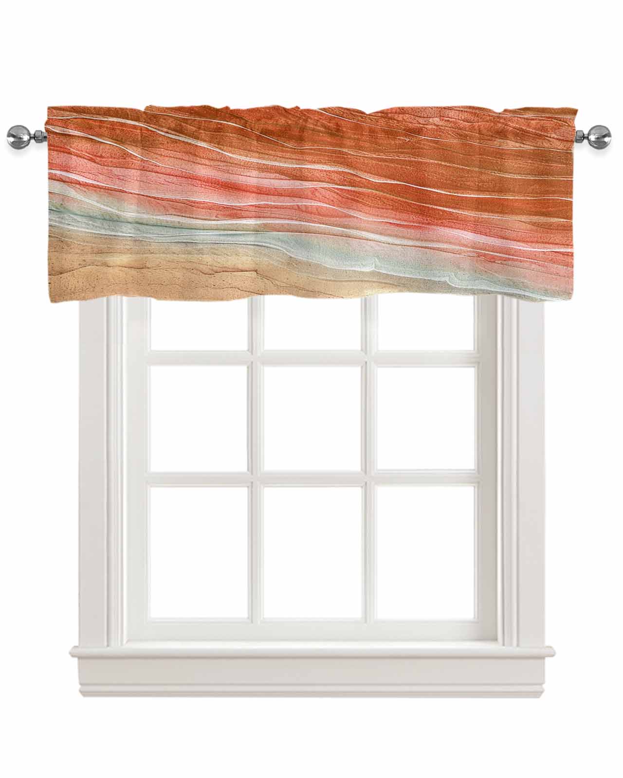 Ocean Orange Linen Curtain Valance for Bedroom/Bathroom/Kitchen/Office ...