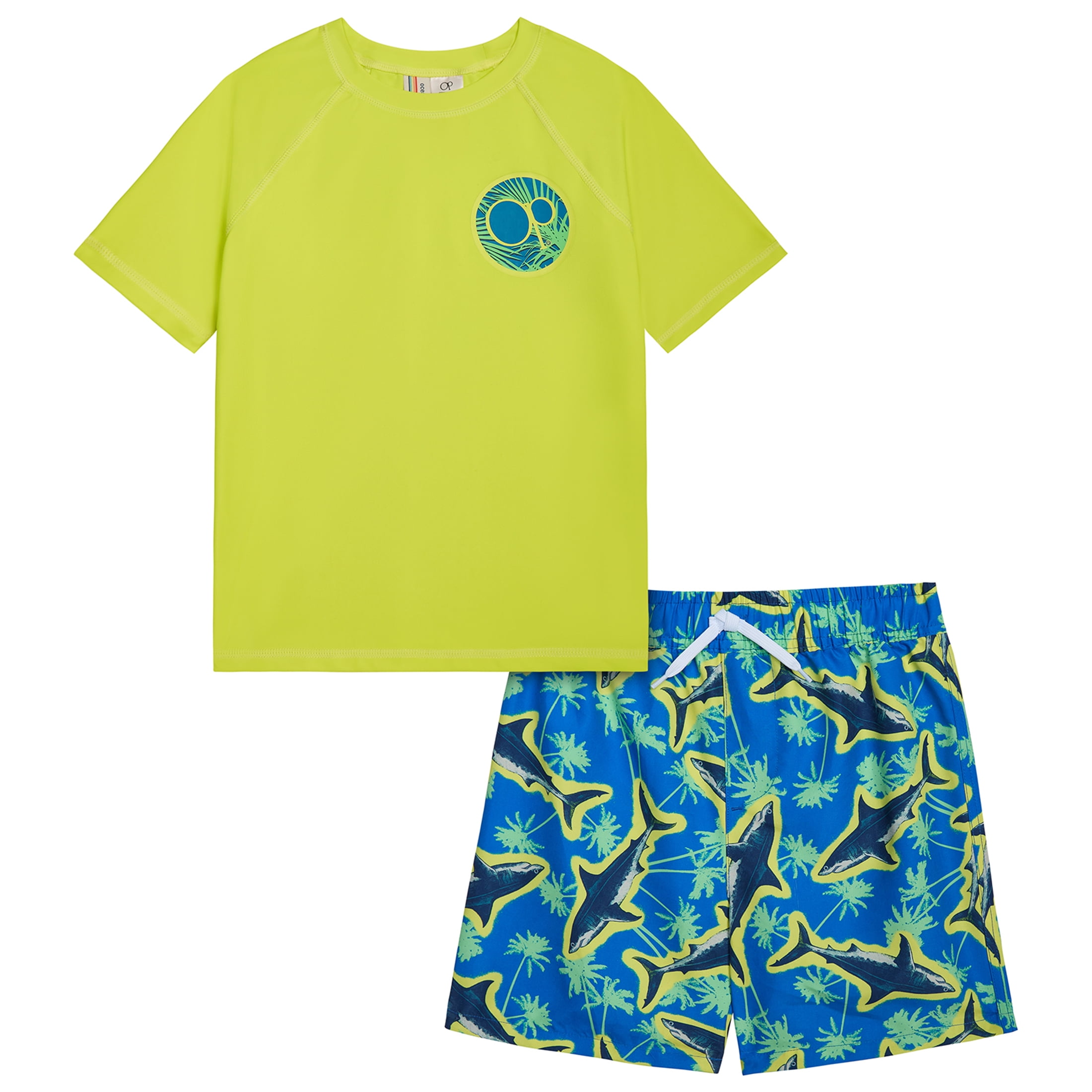 Ocean Pacific Boy's Rash Guard and Swim Trunks Set, Sizes 4 - 12 ...
