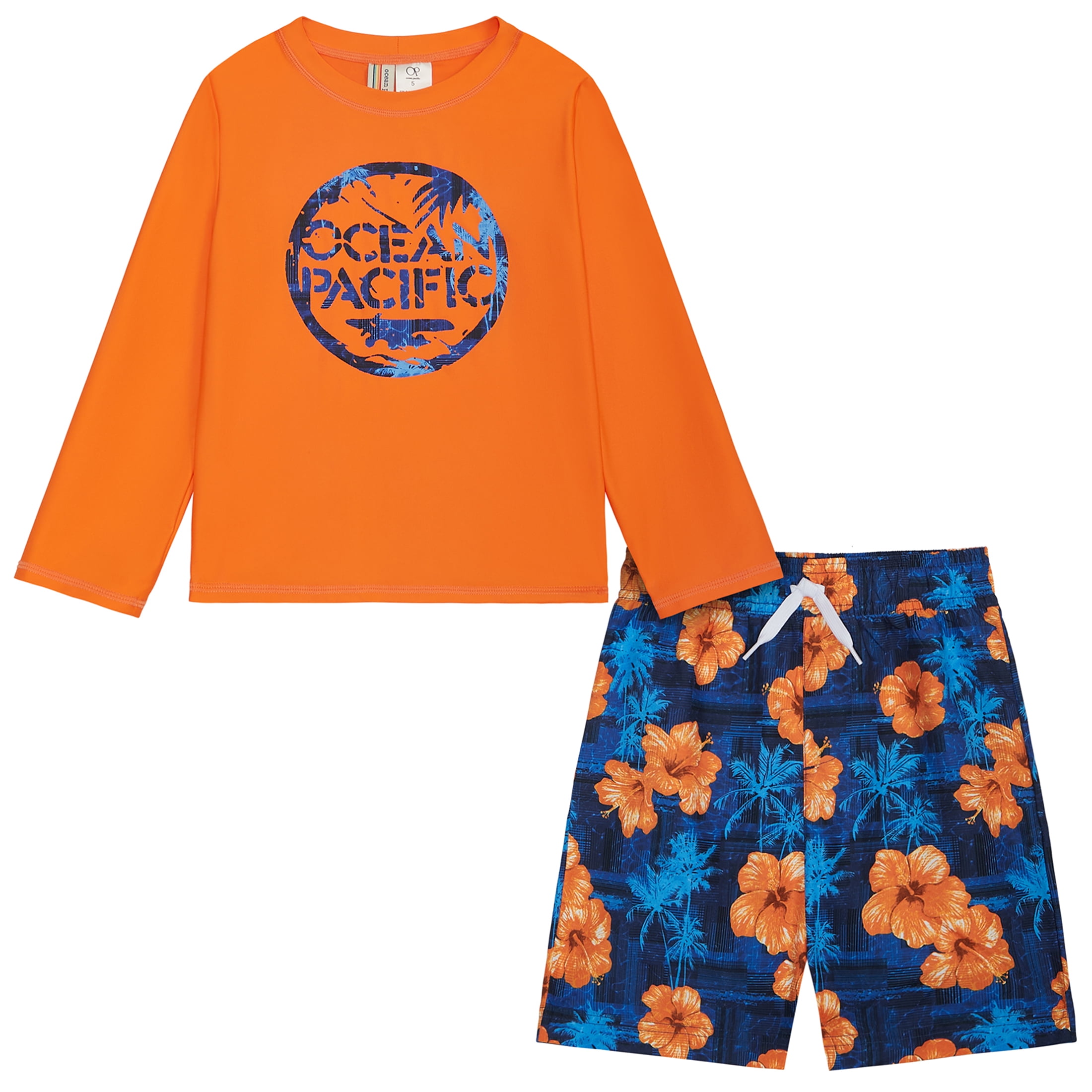Ocean Pacific Boy's Rash Guard and Swim Trunks Set, Sizes 4 - 7 ...