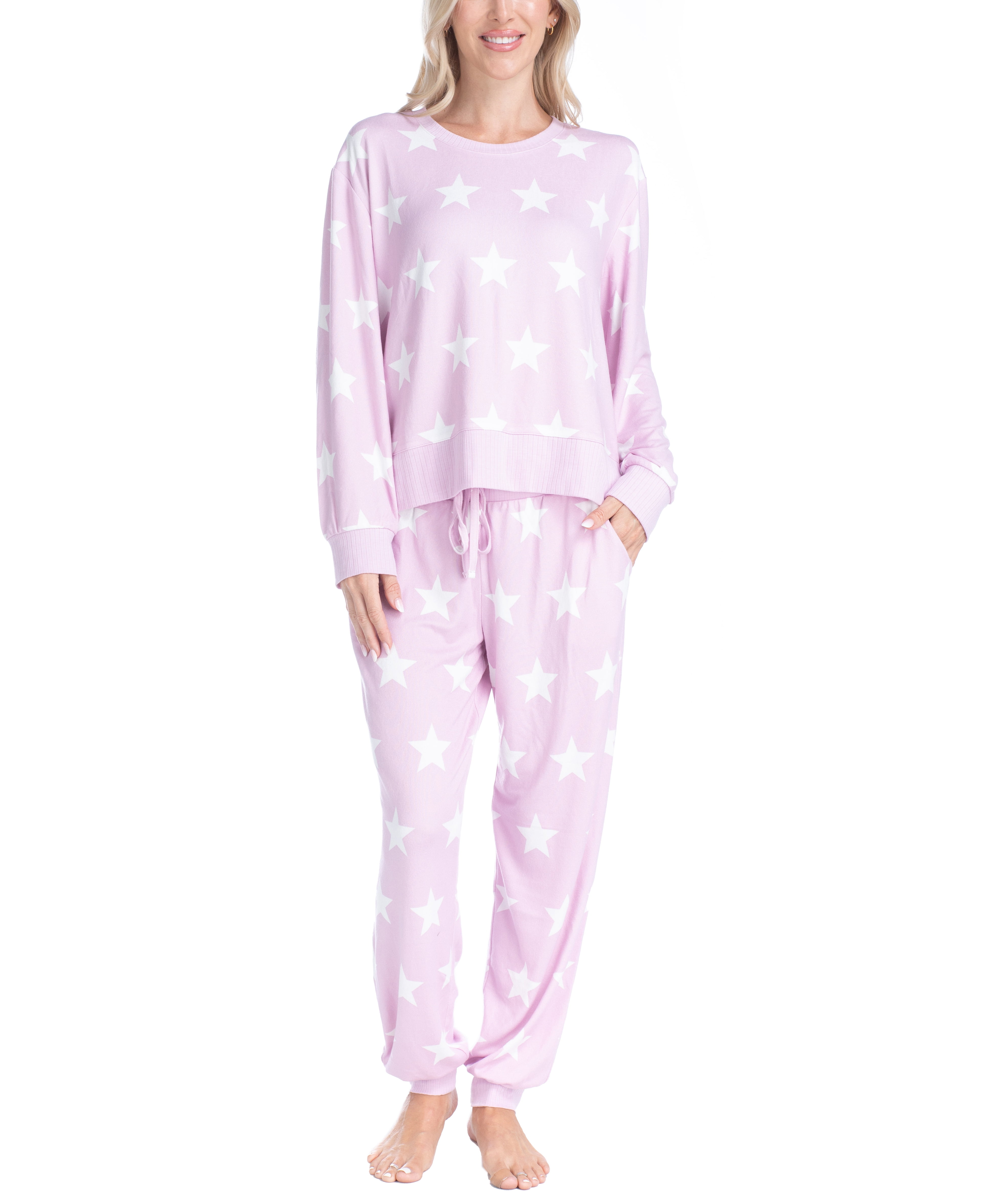 Ocean Pacific Fuzzy Feelings Pajama Set, Long Sleeve and Jogger Sleep ...