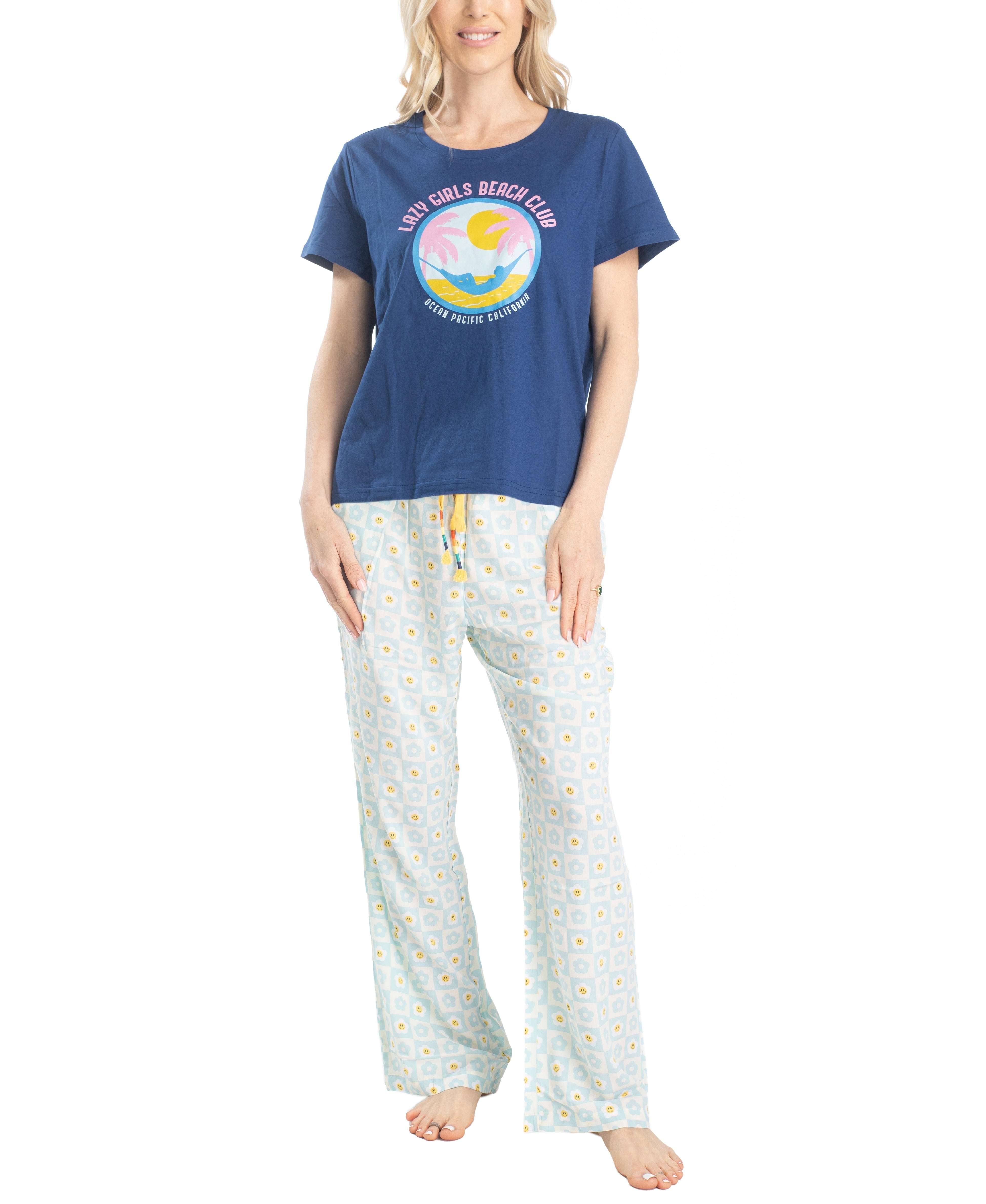 Ocean Pacific Vibes Women's Pajama Pant Set, Happy Time, X-Large ...