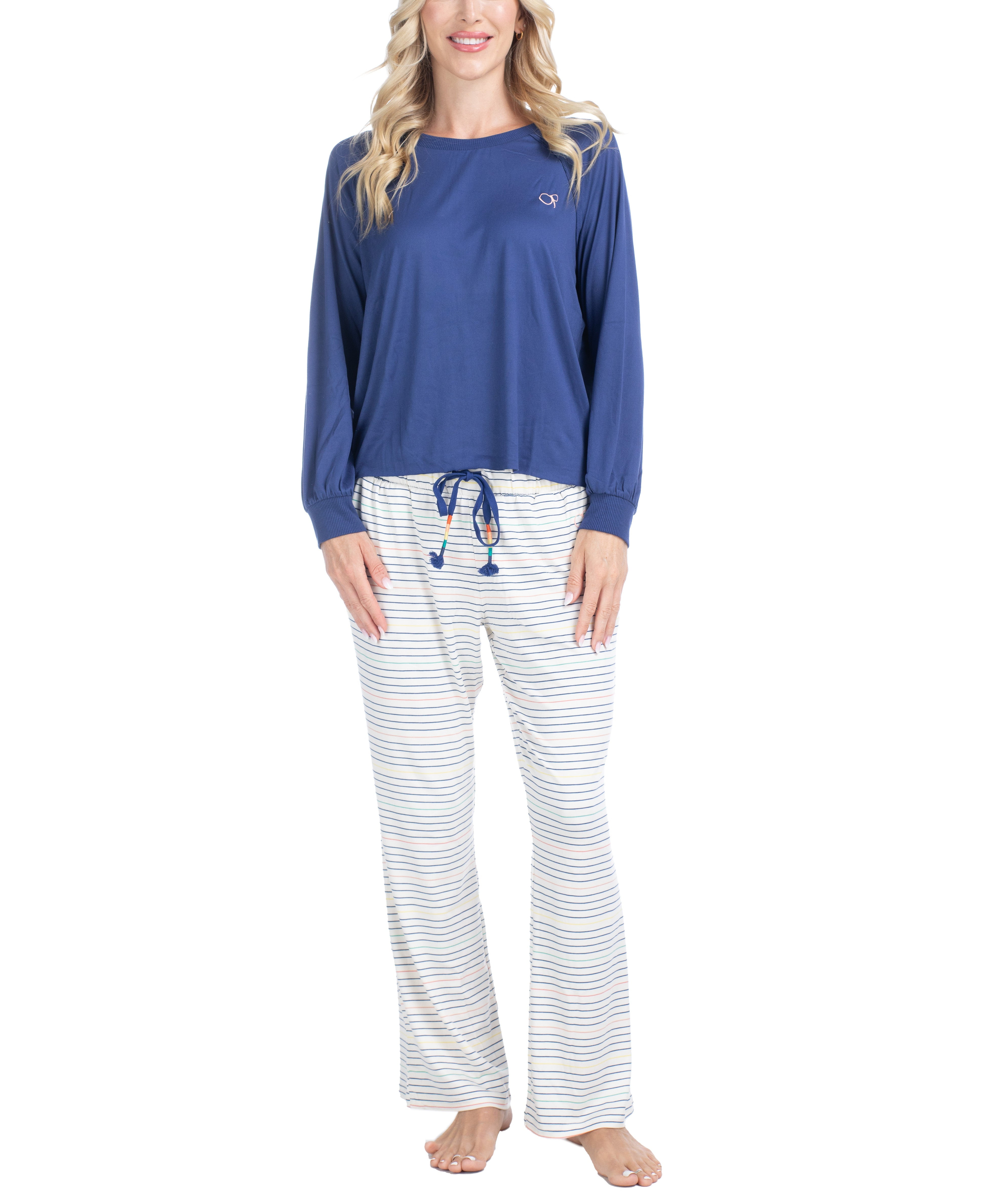 Ocean Pacific Waves for Days Pajama Set, Long Sleeve Crew Neck and ...