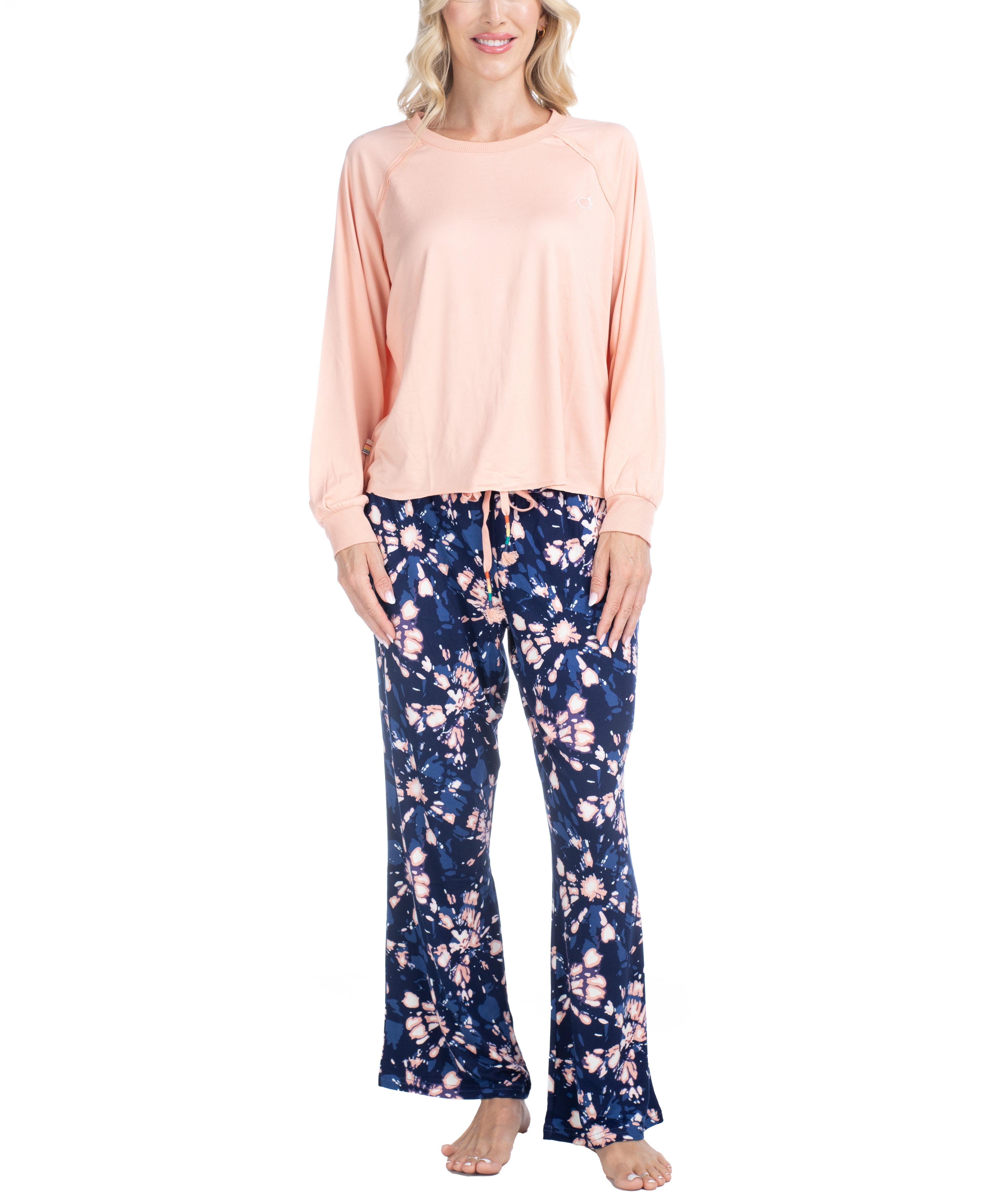 Ocean Pacific Women's Waves for Days Pajama Set, Long Sleeve Crew Neck ...