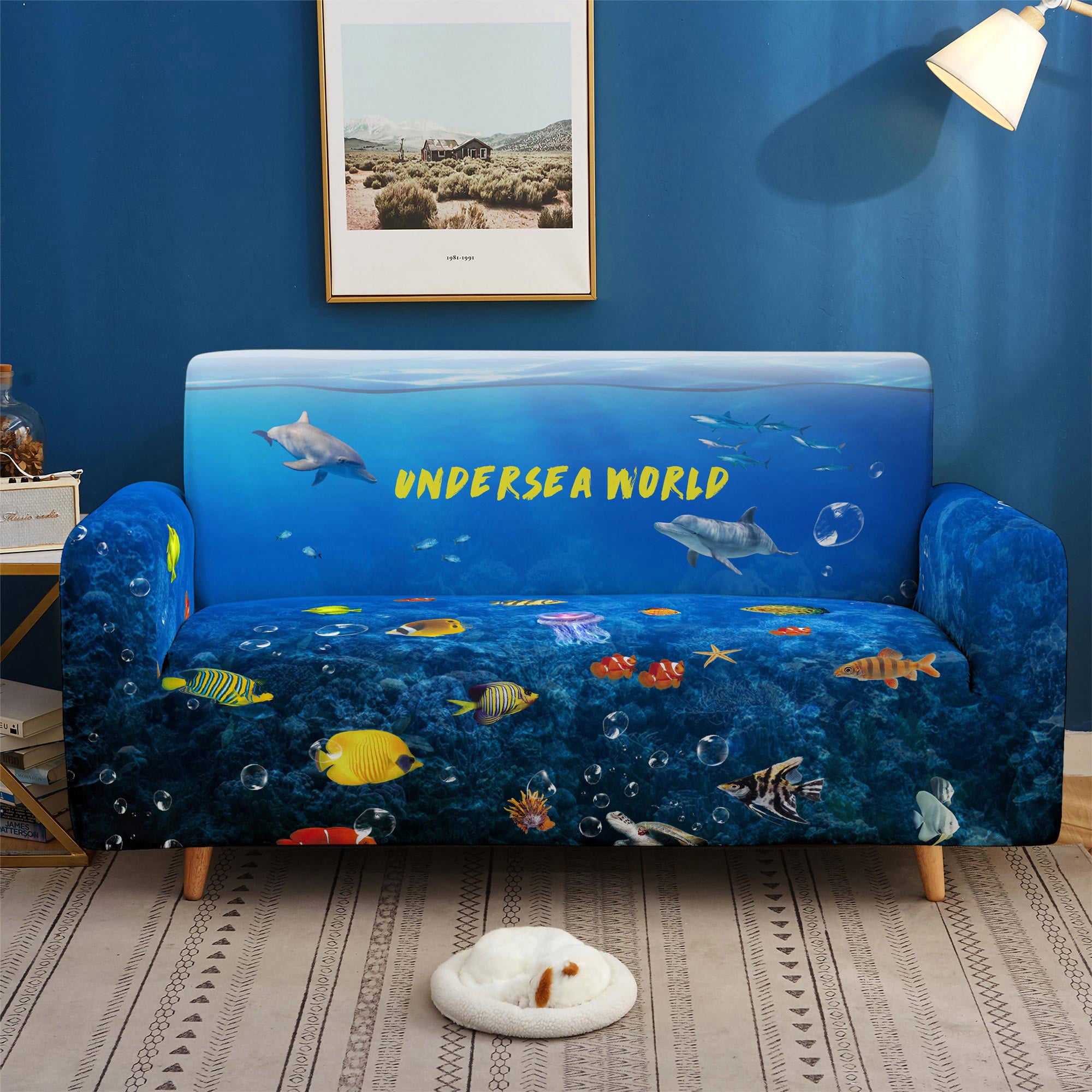 Ocean Park 3D Print Dolphin Sofa Cover Stretch Slipcovers Sectional ...