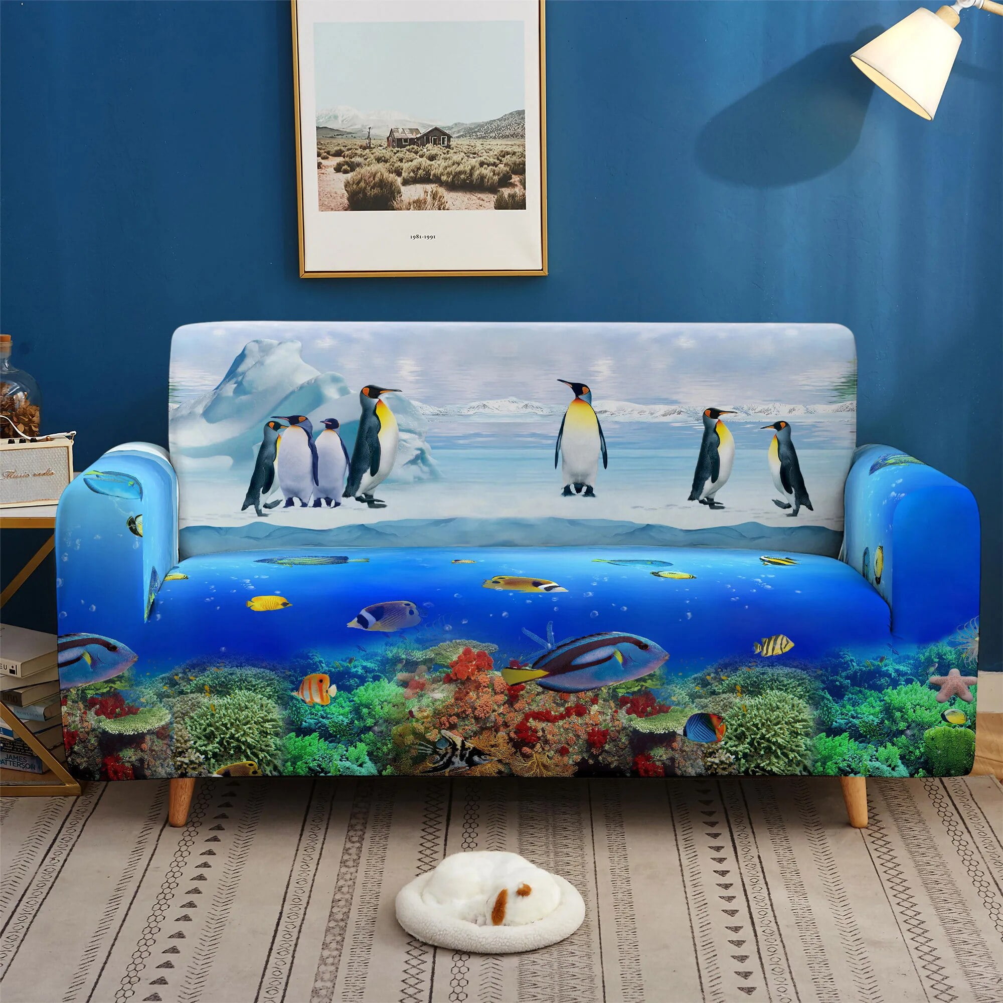 Ocean Park 3D Print Dolphin Sofa Cover Stretch Slipcovers Sectional ...