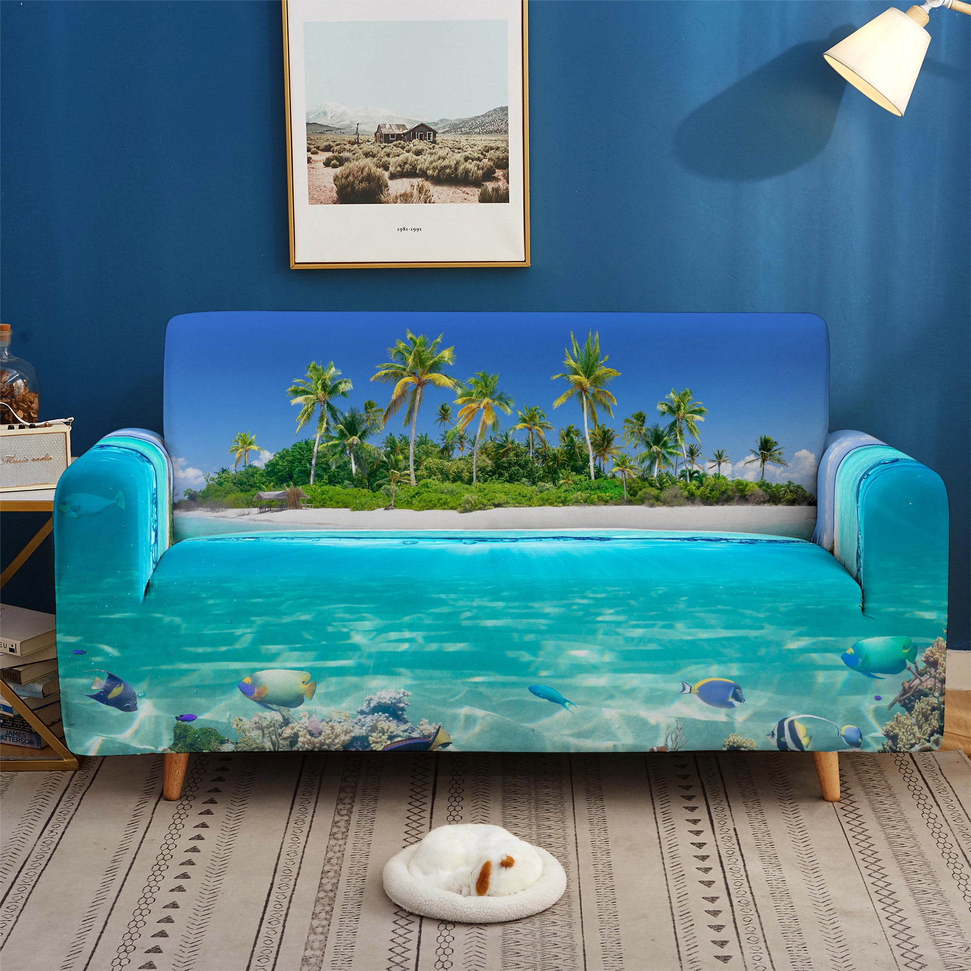 Ocean Park 3D Print Dolphin Sofa Cover Stretch Slipcovers Sectional ...