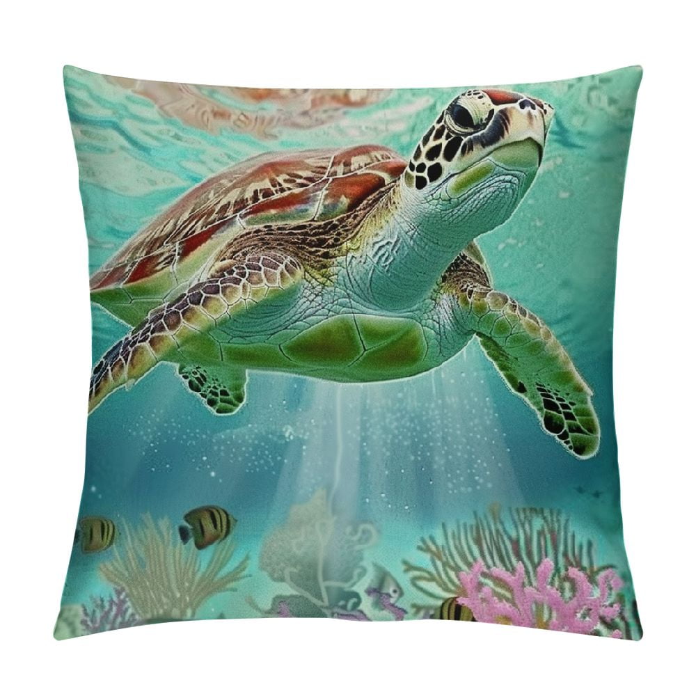 Ocean Park Theme Decorative Sea Turtle Throw Pillow Covers , Cute ...