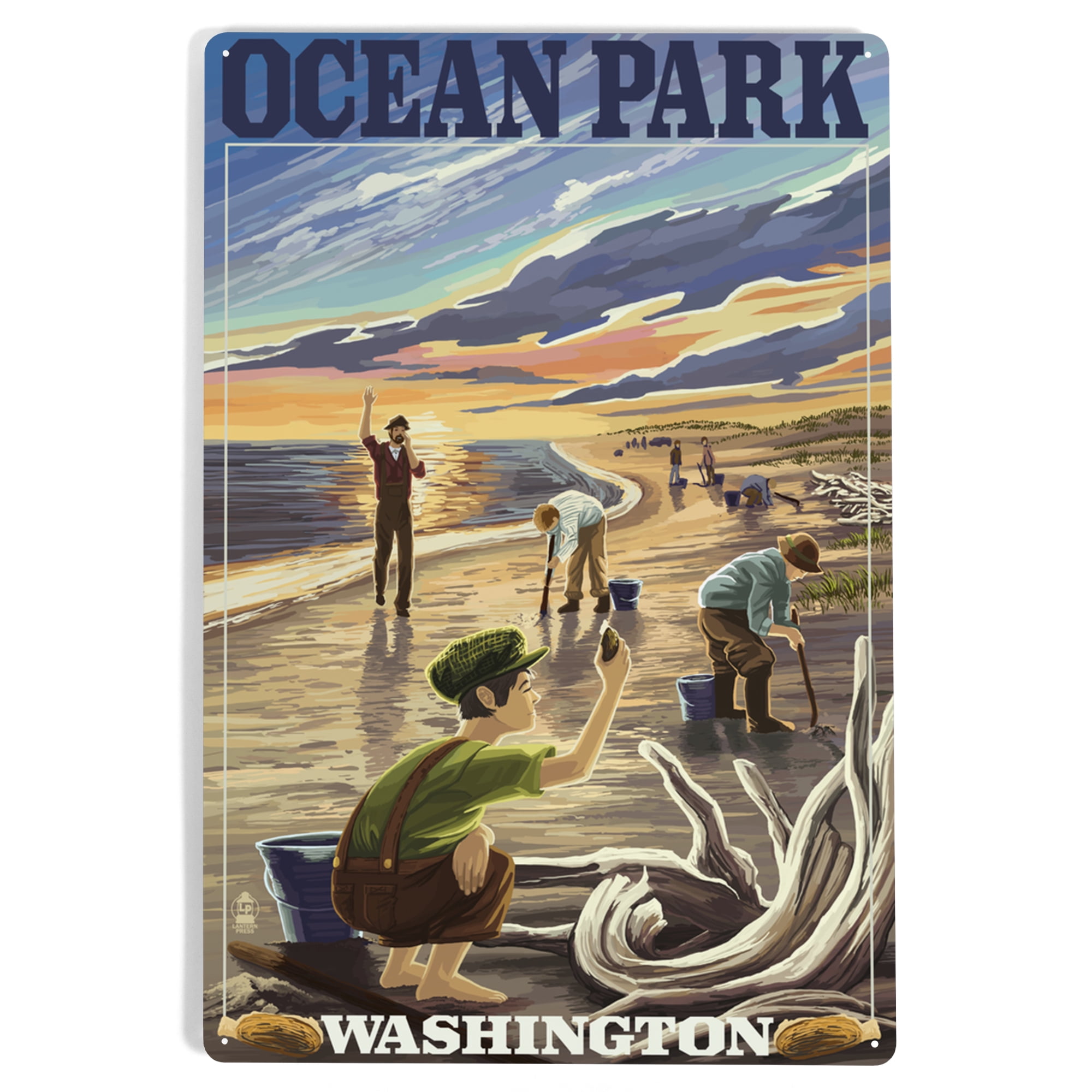 Ocean Park, Washington, Clam Diggers (12x18 Aluminum Art, Indoor ...