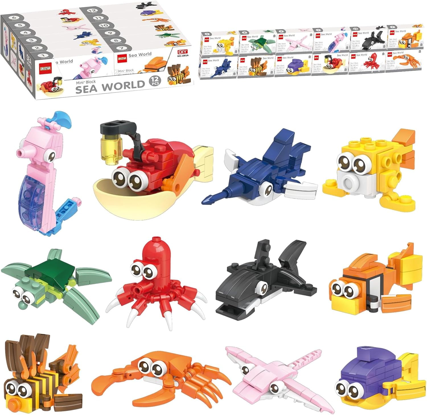 Ocean Party Favors for Kids Goodie Bags,24PCS Sea Animal Mini Building ...