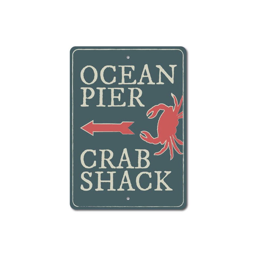 Ocean Pier Sign Crab Shack Sign Crab Decor Beach Crab Sign Size: 16 x ...