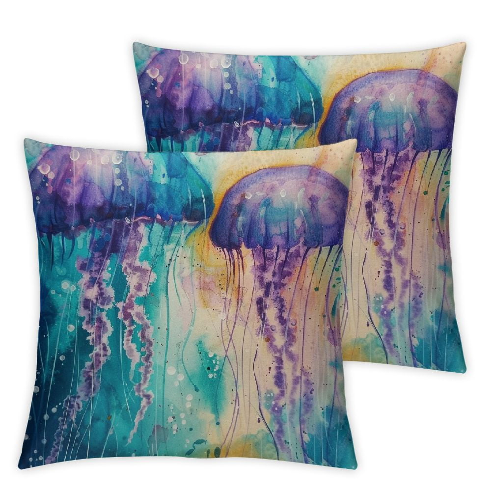 Ocean Pillow Cover, Beach Animal Fish Jellyfish Pillow Cover, Sofa Bed ...