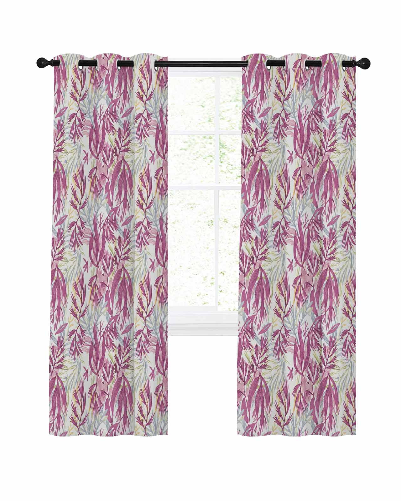 Ocean Plant Blackout Curtains 63 Inch Length Watercolor Red Seagrass ...