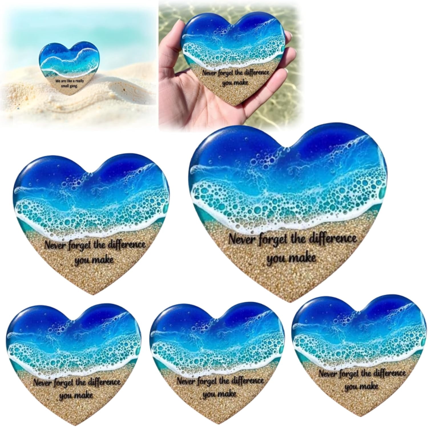 Ocean Pocket Heart, Handmade Natural Sea Glass Ornament, Mini Cute ...