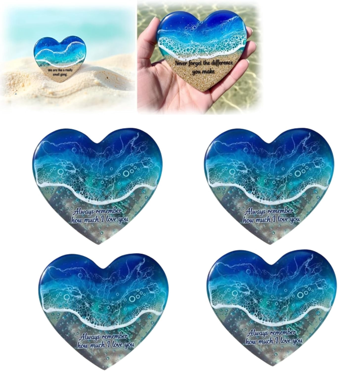 Ocean Pocket Heart, Mini Cute Handmade Resin Beach Pocket Decoration ...