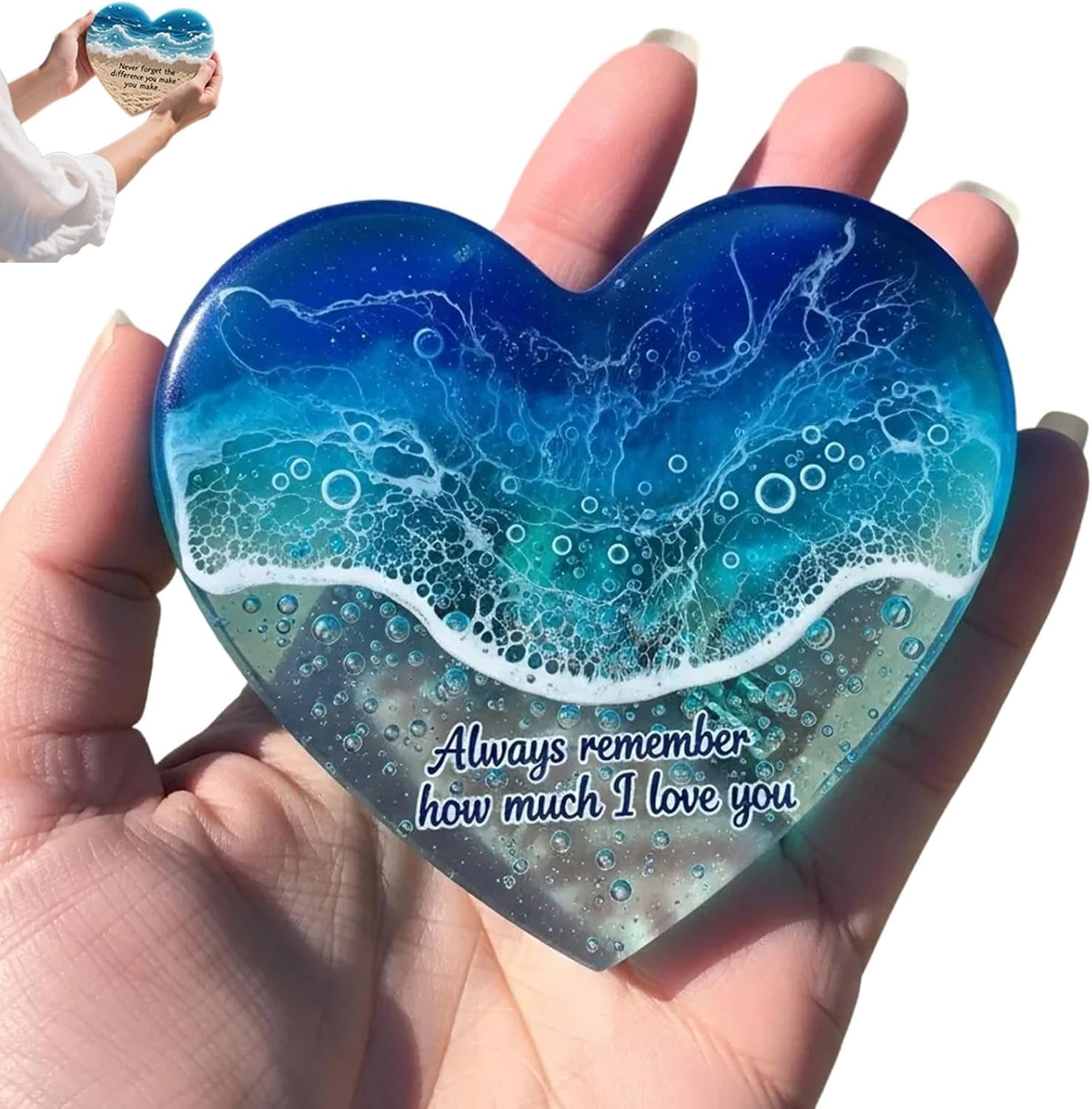 Ocean Pocket Heart, Mini Cute Handmade Resin Beach Pocket Heart, Sea ...
