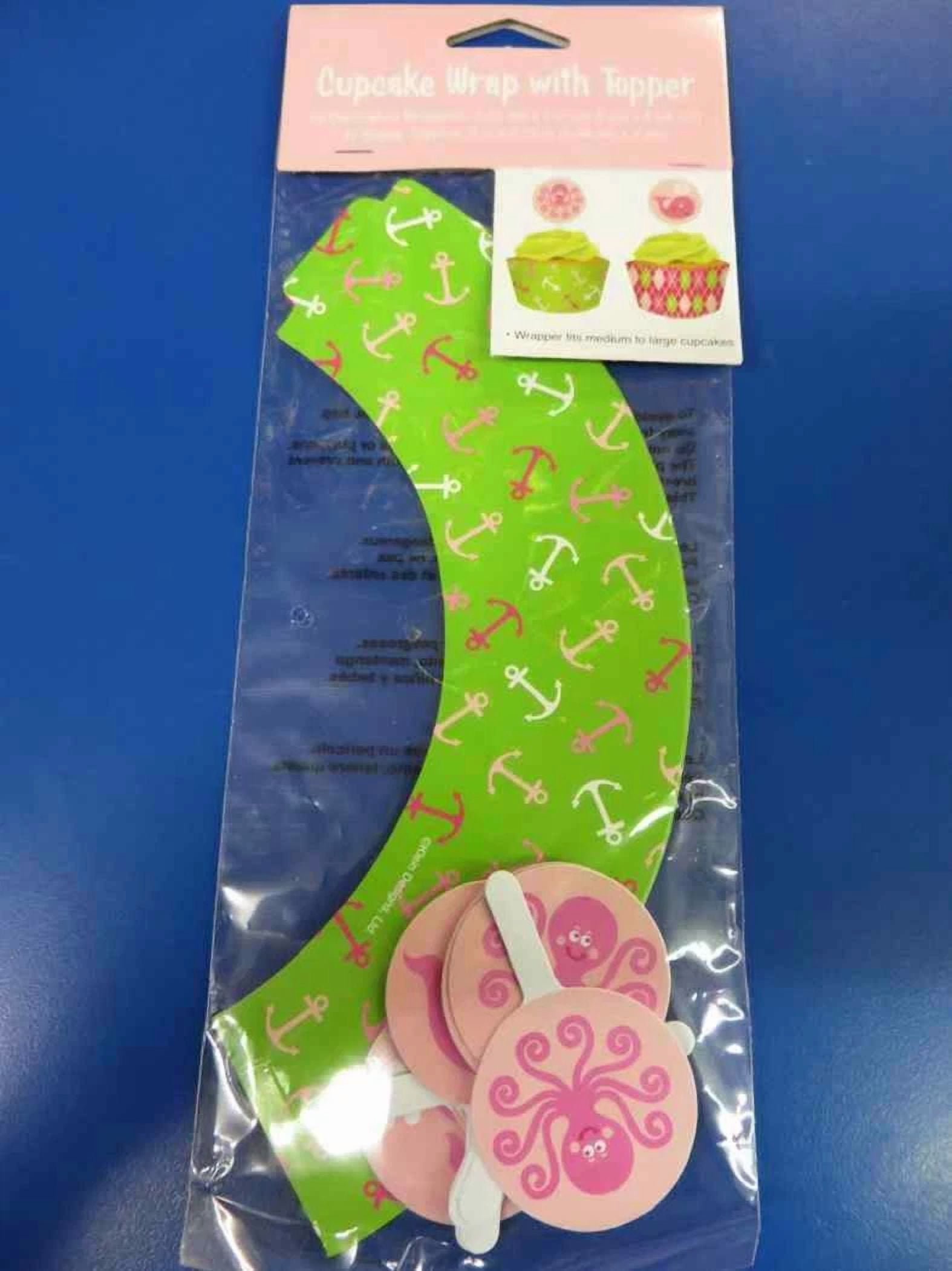 Ocean Preppy Girl Pink Whale 1St Birthday Party Cupcake Wraps & Pick ...