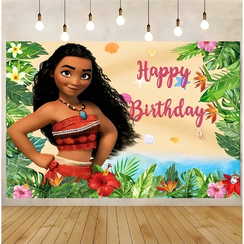 Ocean Princess Birthday Party Decoration,Moana Party Photo Background 6 ...