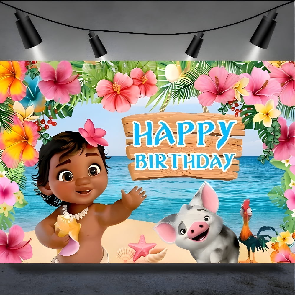 Ocean Princess Birthday Party Decoration,Moana Party Photo Background 6 ...