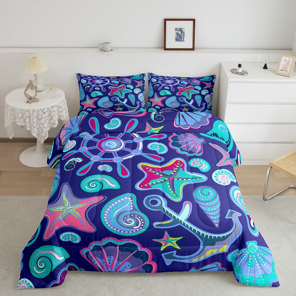 Ocean Queen Comforter Set Nautical Boat Anchor Bedding Set for Boys ...