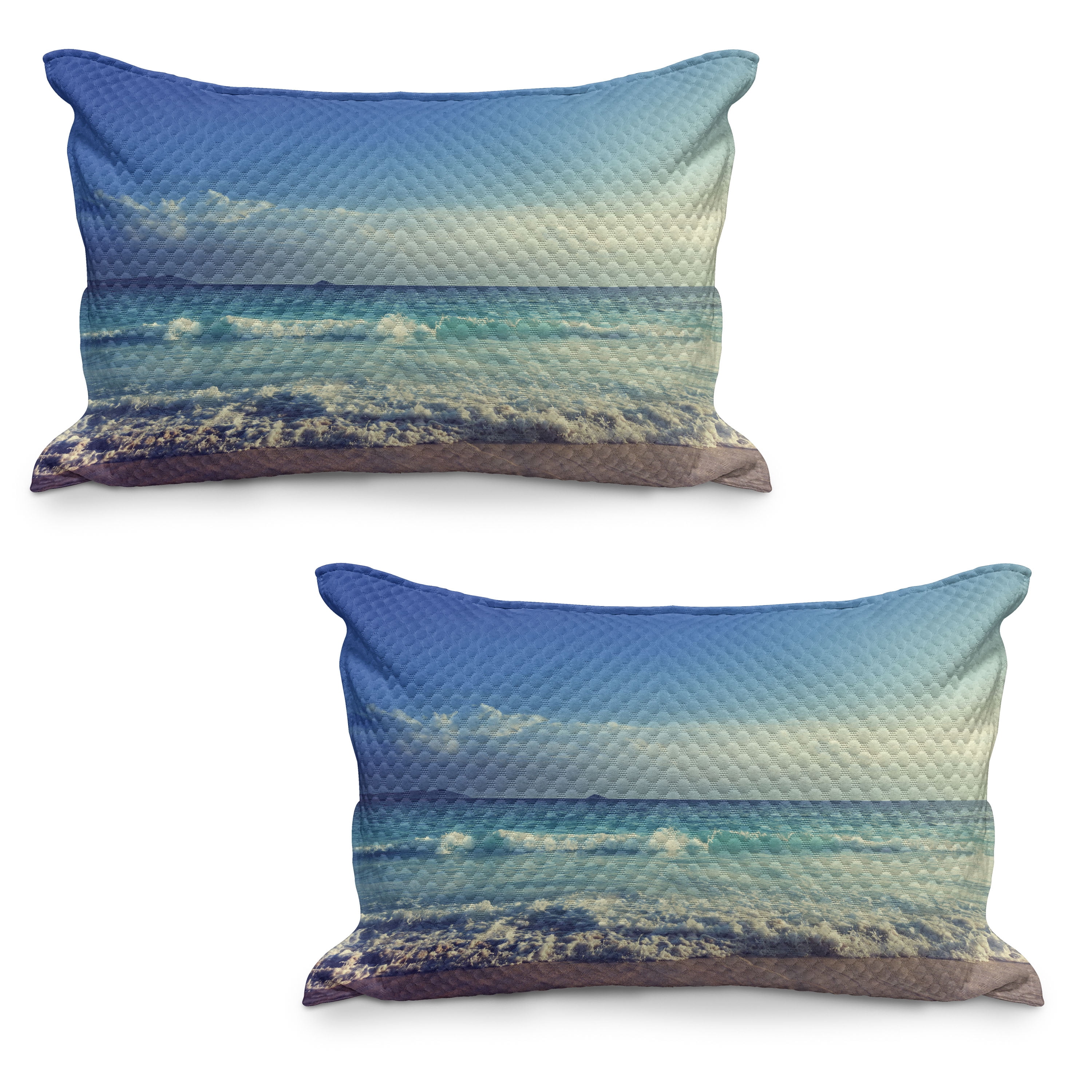 Ocean Quilted Pillowcover Set of 2, Tropical Island Paradise Beach at ...