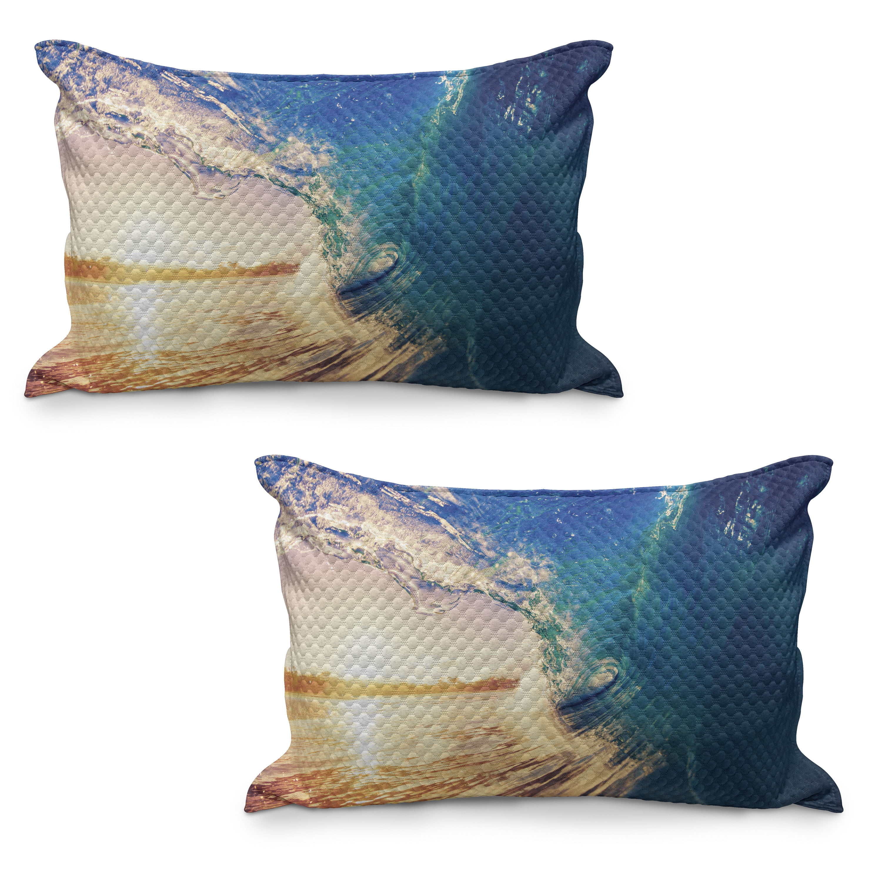 Ocean Quilted Pillowcover Set of 2, Ocean Wave at Sunrise Reflection on ...