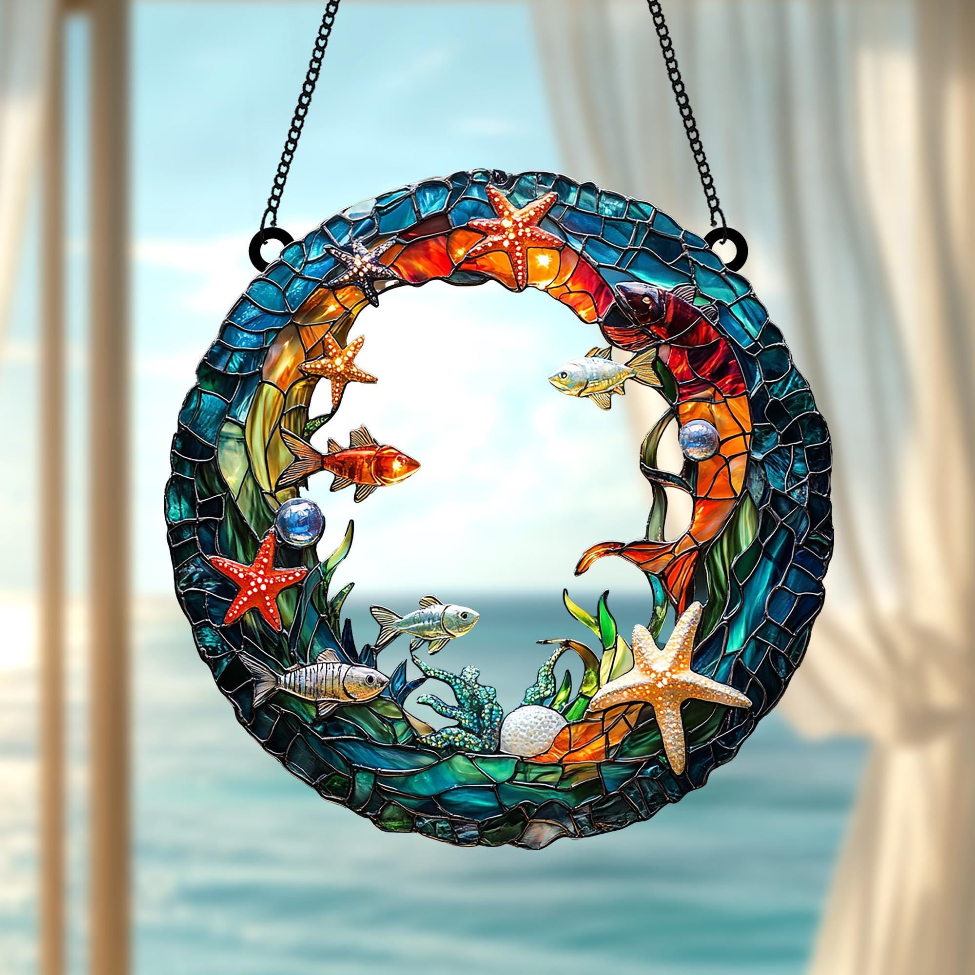 Ocean Reef Fish Acrylic Suncatcher fullxfull Round Underwater Window ...