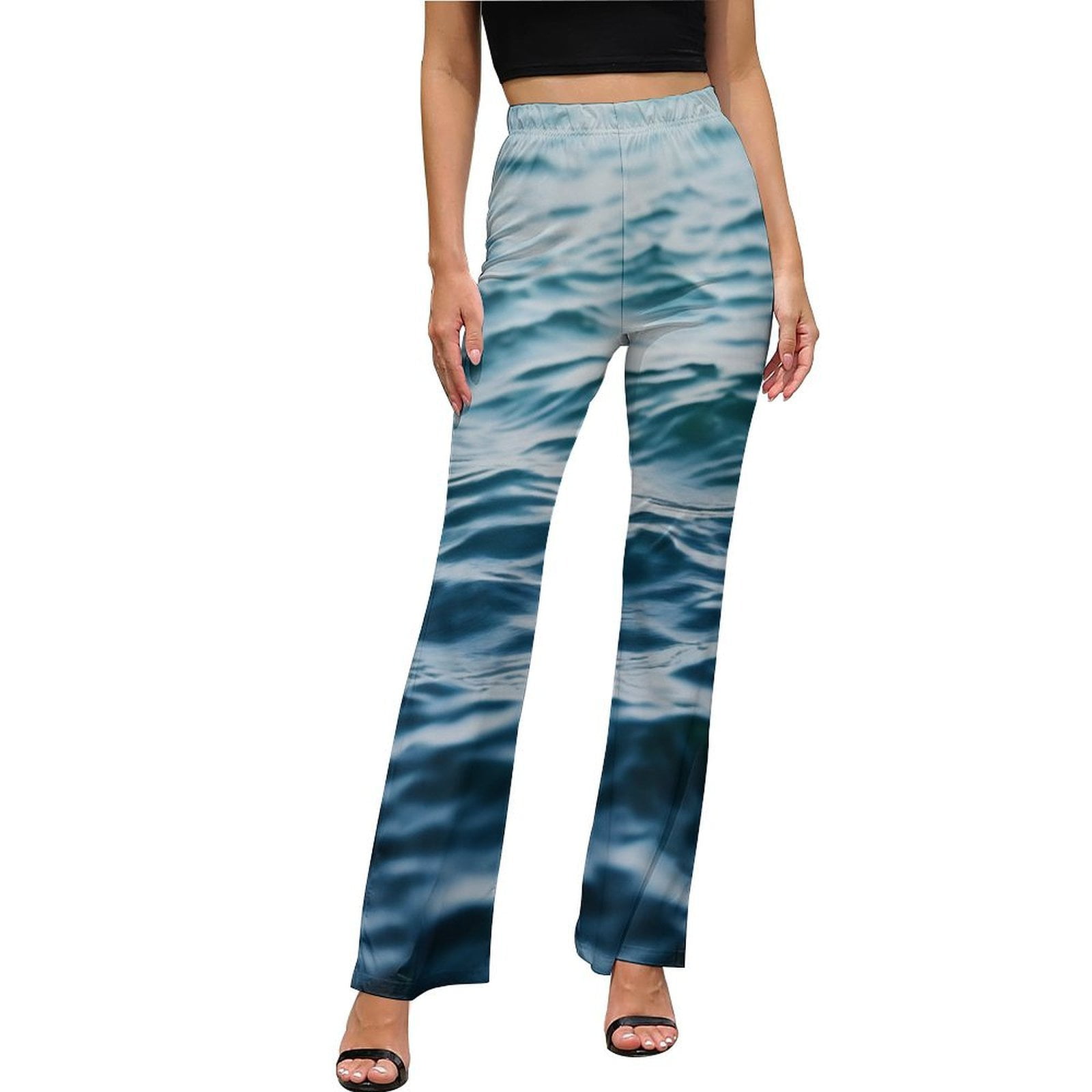 Ocean Ripple Texture High Waisted Casual Flared Trousers Summer Home ...