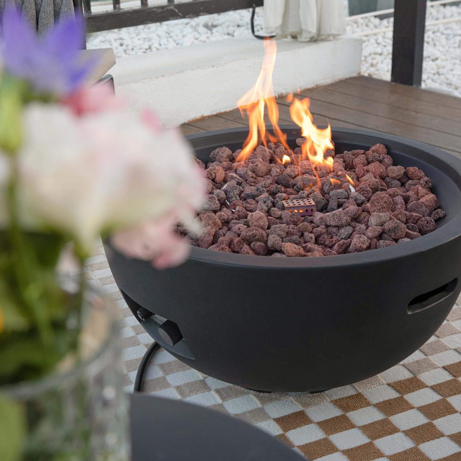 Ocean Rock USA INC. Modeno Jefferson Black Round Concrete Fire Bowl ...