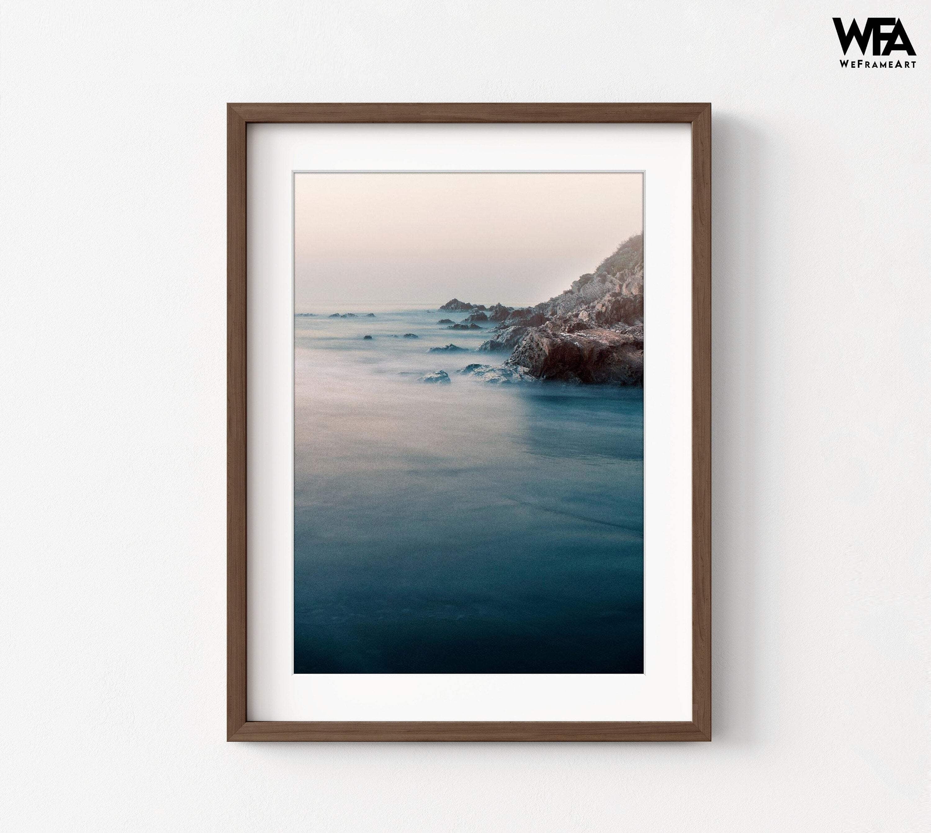 Ocean Rocks Photo, Framed Seaside Prints, Beach Photography Print, Blue ...