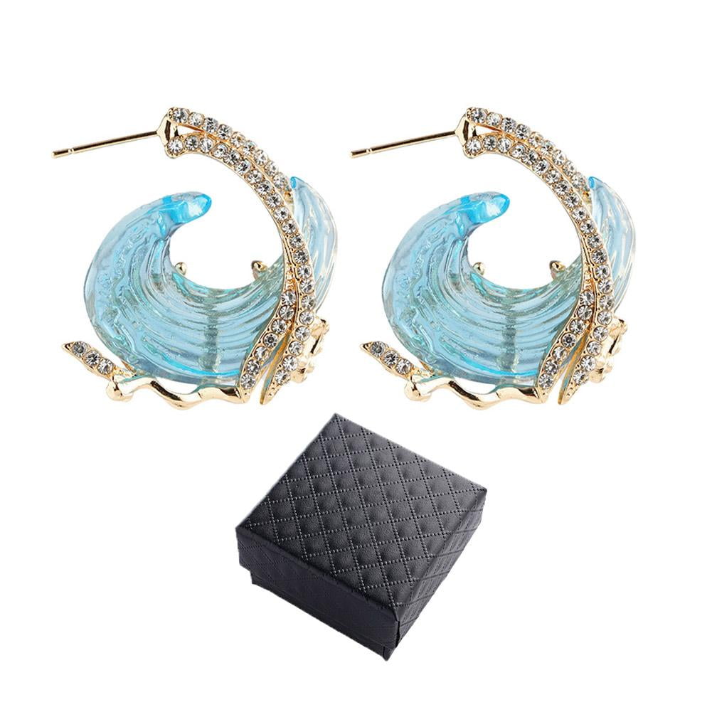 Ocean'S Oath Jewelry Set,Boho Blue Ocean Wave Necklace Earrings Rings ...