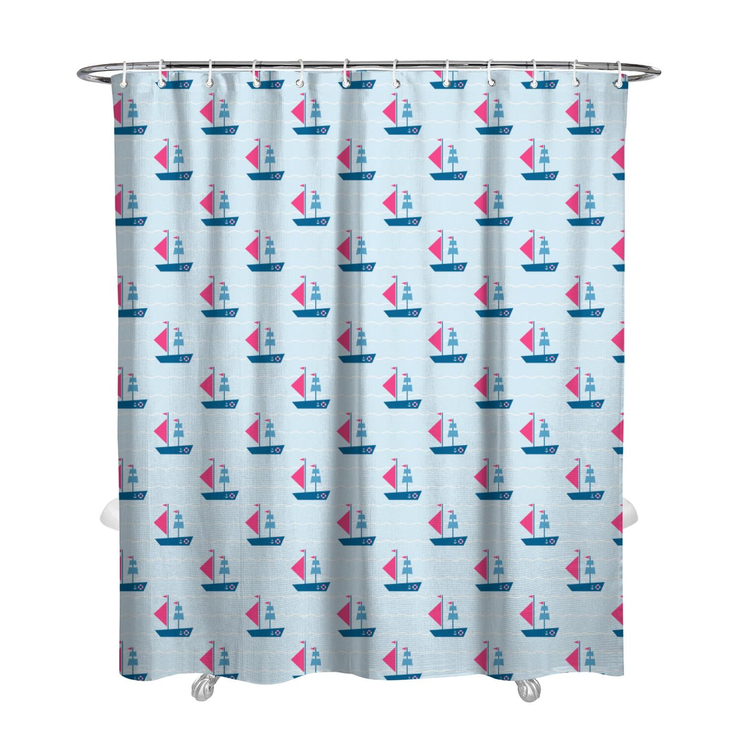 Ocean Sailboat and Anchor Shower Curtain 72x84in, Nautical Maritime ...