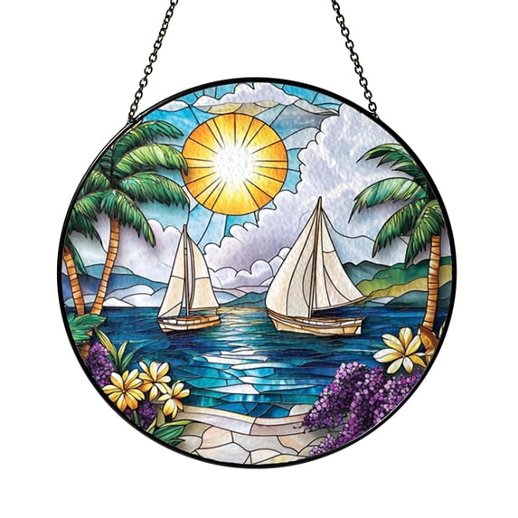 Ocean Sailboat Glass Suncatcher Window Hanging Decor - Walmart.com
