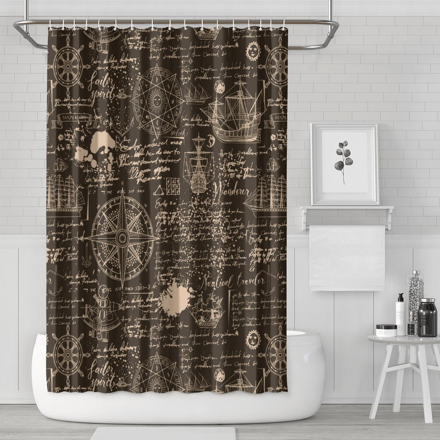 Ocean Sailboat and Anchor Shower Curtain 72x72 Inch Waterproof ...