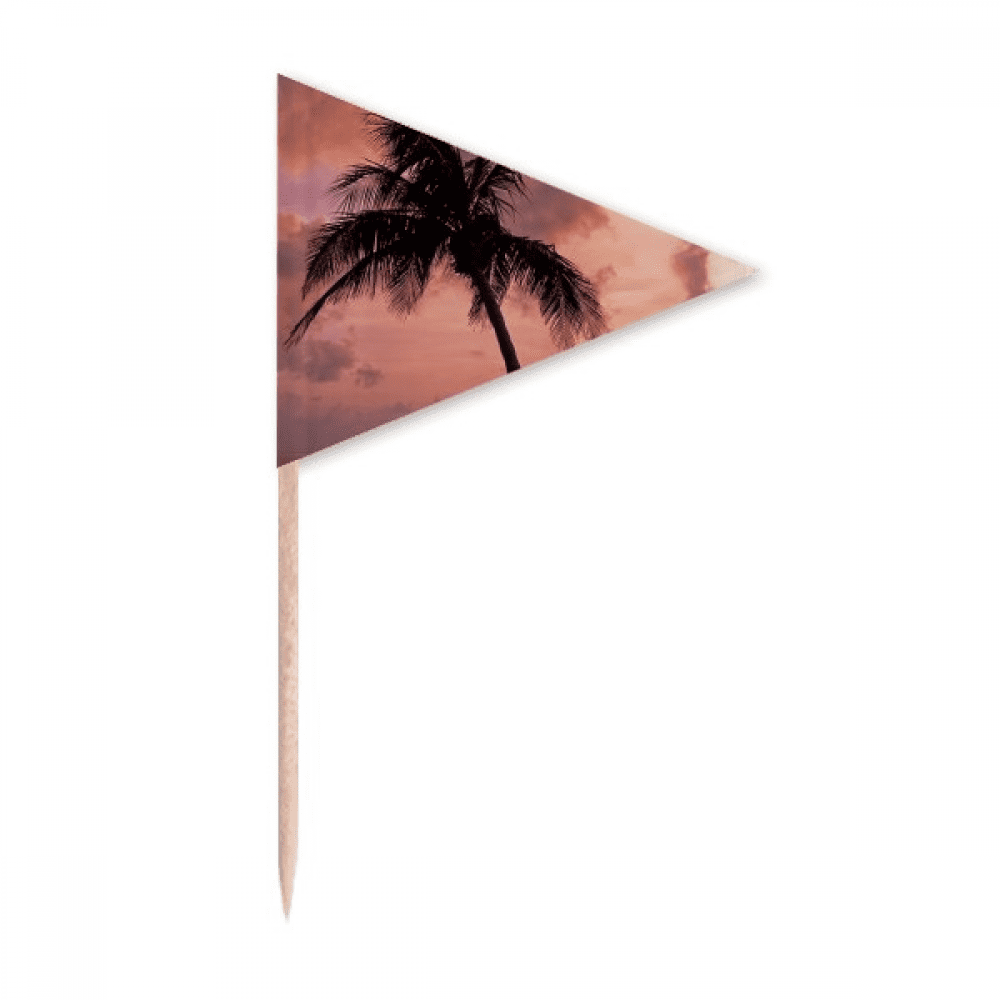 Ocean Sand Beach Boat Tree Picture Toothpick Triangle Cupcake Toppers ...